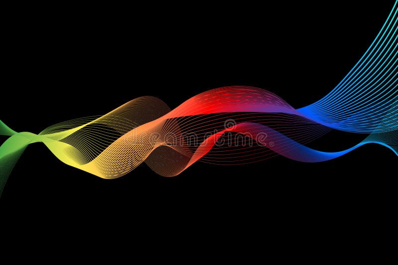Abstract Flowing Lines Isolated on a Black Background. Creative Line ...