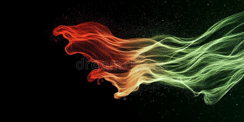 Abstract Flowing Lines Transition from Red To Green on a Dark ...