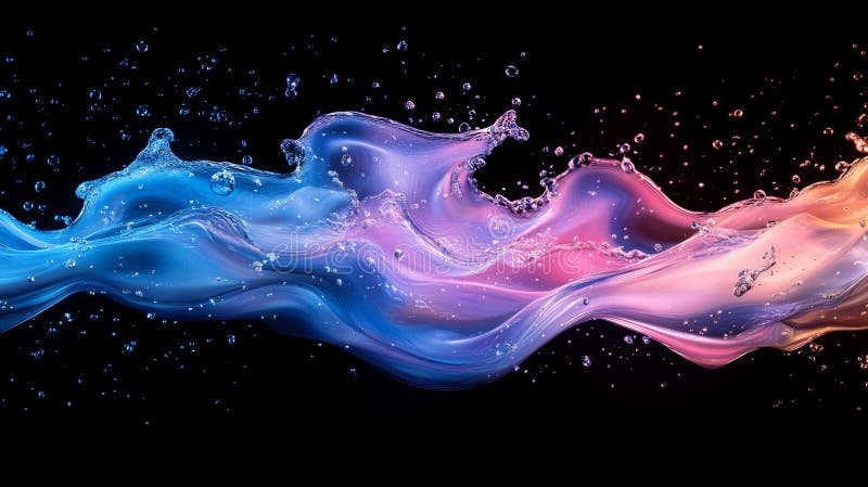 Abstract Flowing Liquid Colors in Dark Background Stock Illustration ...