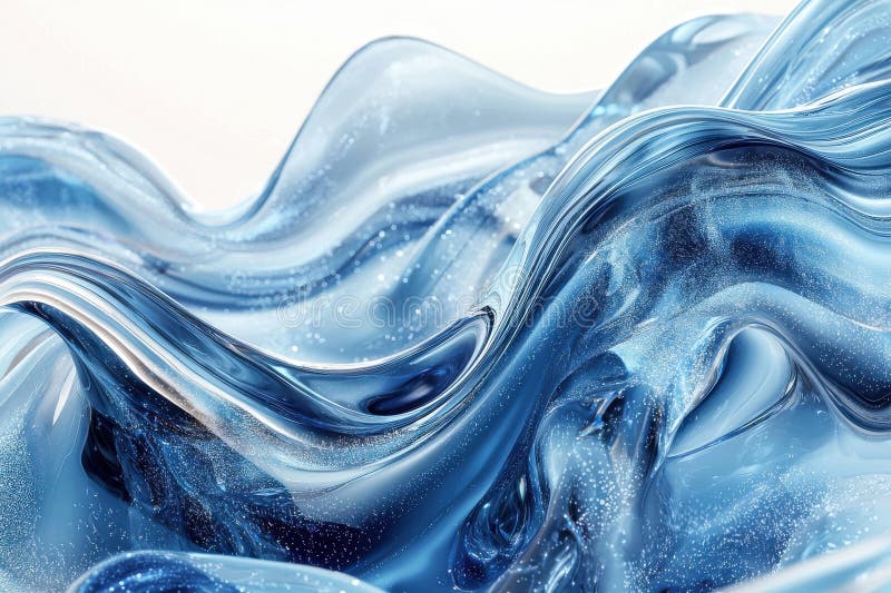 Abstract Flowing Liquid Texture with Shimmering Blue Metallic Ripples ...