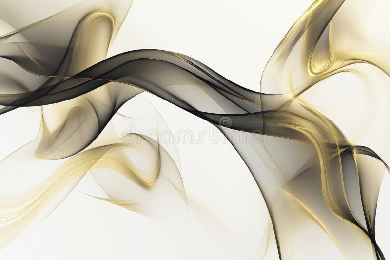 Abstract Flowing Misty Gold and Charcoal Waves in a Dynamic Composition ...