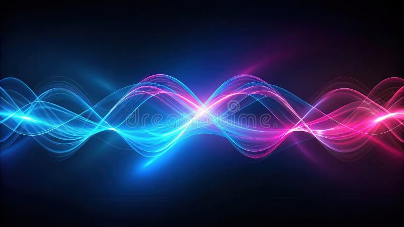 Abstract Flowing Neon Waveforms Vibrant Pink and Blue Energy Lines on ...