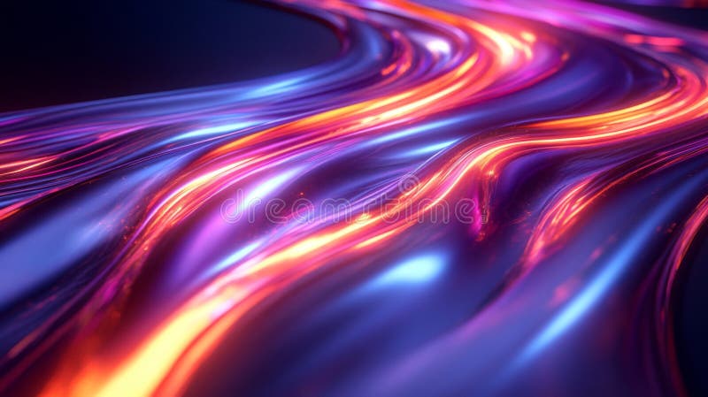 Abstract Flowing Neon Waves Background Stock Illustration ...