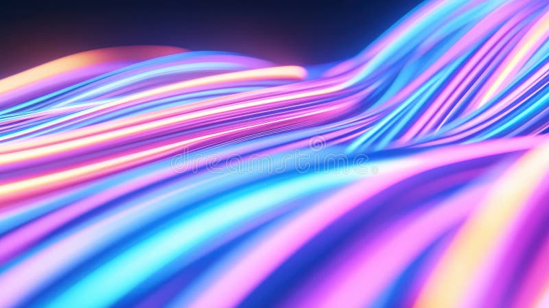 Abstract Flowing Neon Waves in Vibrant Colors and Motion Stock Image ...