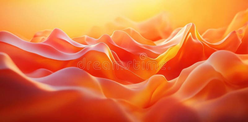 Abstract, Flowing Orange Waves with Smooth Texture, Digital Art ...
