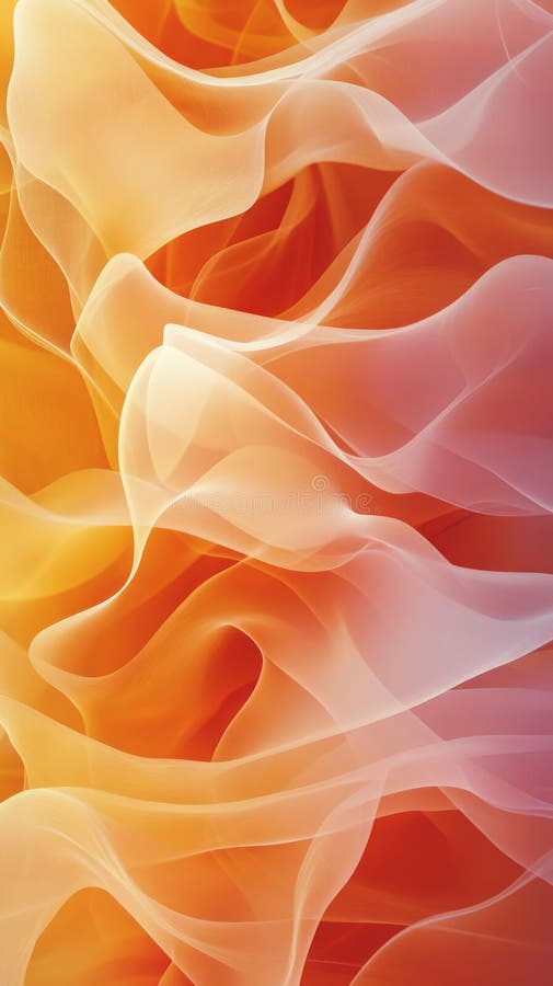 Abstract Flowing Orange and White Chiffon Fabric, Ethereal Texture ...