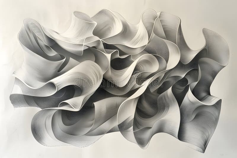 Abstract Flowing Organic Shapes. Pencil Drawing. Generative AI Stock ...