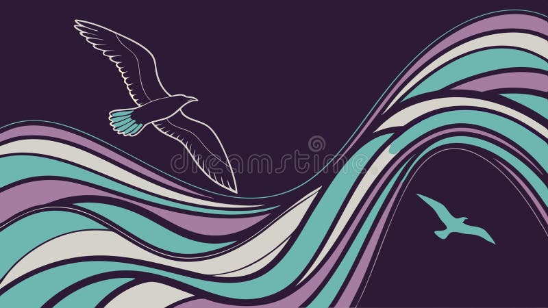 Abstract Flowing Pattern with Flying Birds Nature Art Vector Design ...