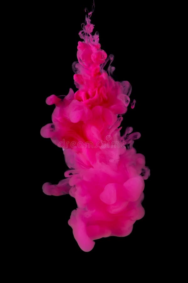Abstract Flowing Pink Color Ink in Water on Black Background Stock ...
