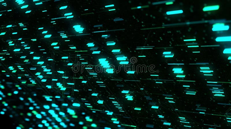 Abstract Flowing Rectangular Particles of Blue Color on Black ...