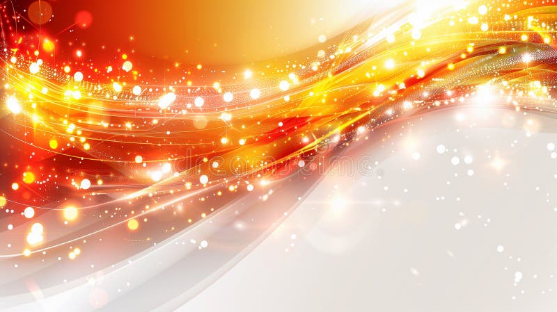 Abstract Flowing Red and Gold Light Waves with Sparkles Stock ...