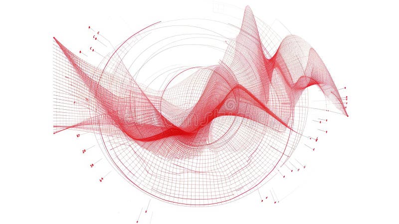 Abstract Flowing Red Wave within Radial Grid System Stock Image - Image ...