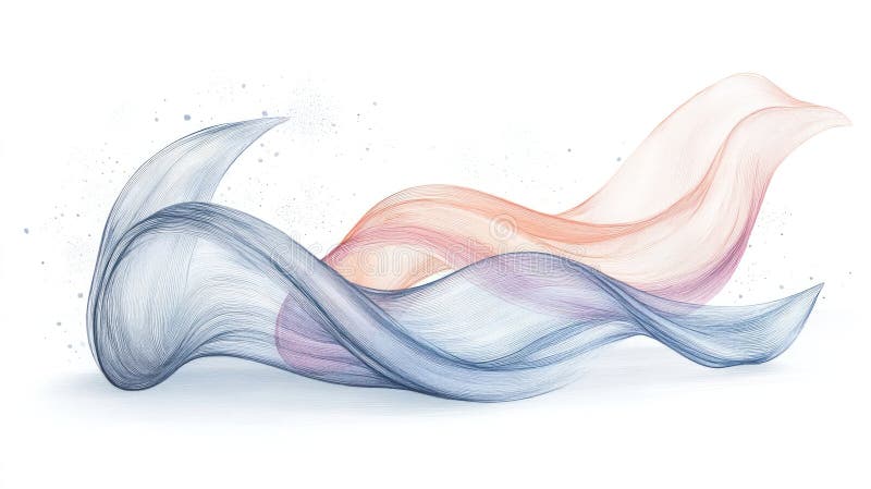 Abstract Flowing Ribbons in Soft Colors Create a Sense of Movement and ...