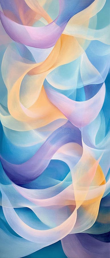 Abstract Flowing Ribbons in Soft Pastel Tones Creating a Serene and ...