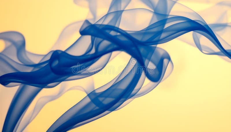 Abstract Flowing Smoke on Yellow Background Stock Illustration ...