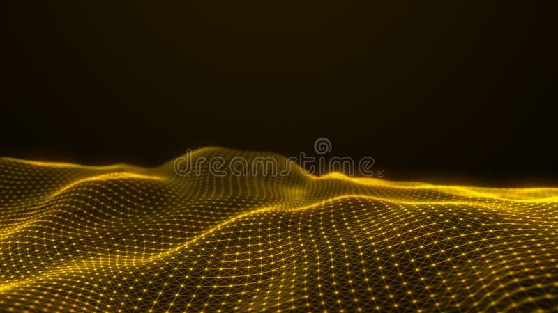 Abstract Flowing Smooth Plexus Fractal Waves Background. Grid, Mesh of Dots and Lines. Stock ...