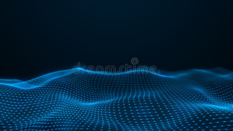 Abstract Flowing Smooth Plexus Fractal Waves Background. Grid, Mesh of Dots and Lines. Stock ...