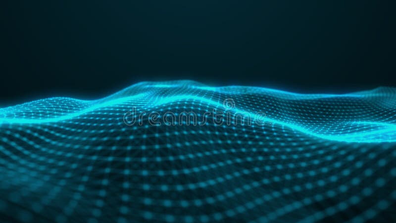 Abstract Flowing Smooth Plexus Fractal Waves Background. Grid, Mesh of Dots and Lines. Stock ...