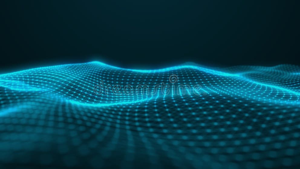 Abstract Flowing Smooth Plexus Fractal Waves Background. Grid, Mesh of Dots and Lines. Stock ...