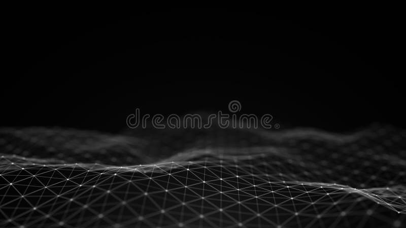 Abstract Flowing Smooth Plexus Fractal Waves Background. Grid, Mesh of Dots and Lines. Big Data ...