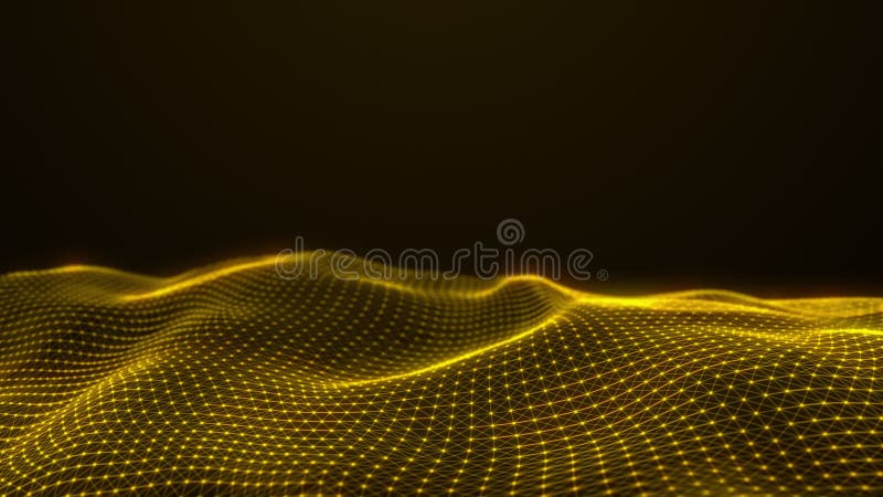Abstract Flowing Smooth Plexus Fractal Waves Background. Grid, Mesh of Dots and Lines Stock ...