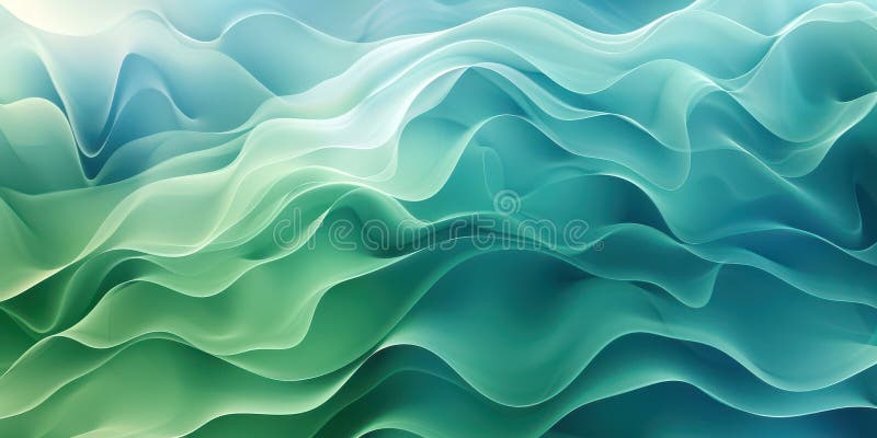 Abstract Flowing Teal Green Wavy Lines Art Concept Stock Illustration ...