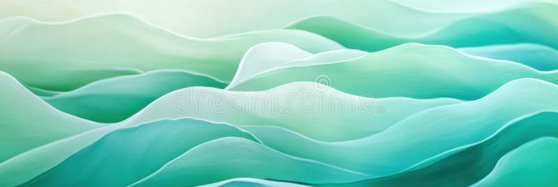 Abstract Flowing Teal Waves in a Serene Landscape Painting, AI ...