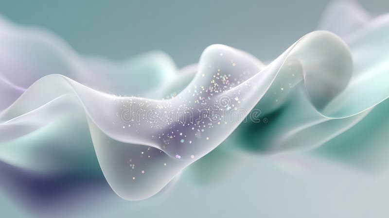 Abstract Flowing Translucent Fabric with Sparkling Particles in Soft ...
