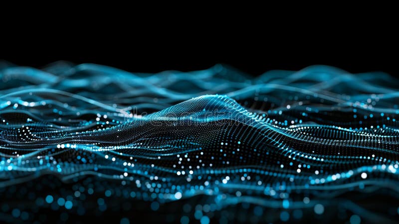 Abstract Tech Wave Background - Digital Particle Mesh, Network ...