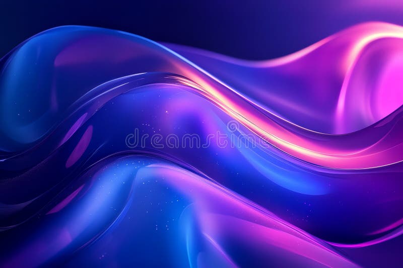 Abstract Flowing Wave of Blue and Purple Light with Sparkling Elements ...