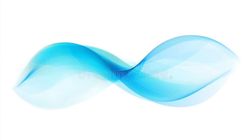 Abstract Flowing Wave, Blue Ribbon Effect on White Backdrop, Horizontal ...