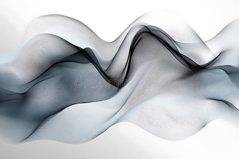 Abstract Flowing Wave Design in Shades of Gray on a White Background ...
