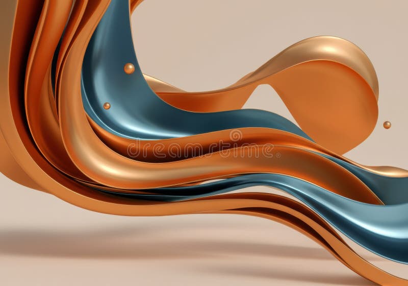 Abstract Flowing Waves in Gold and Blue Colors Creating a Dynamic ...