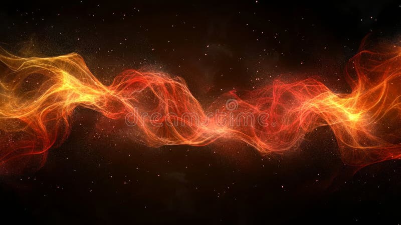 Abstract Flowing Waves of Red and Orange Energy in Space, Concept of ...