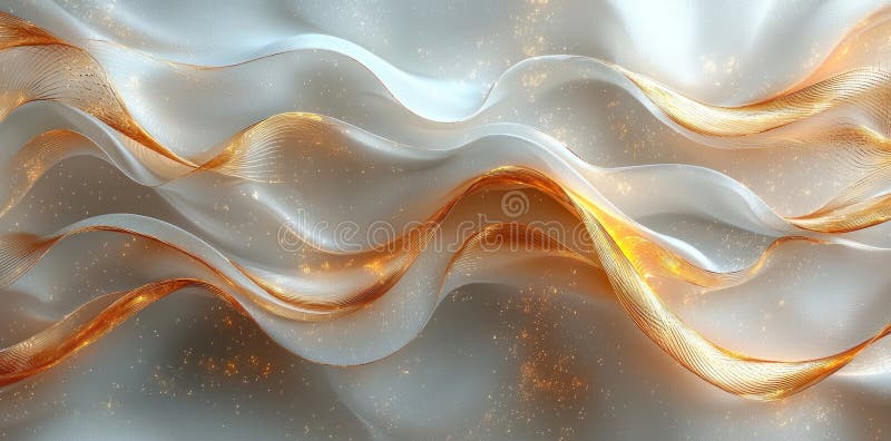 Abstract Flowing Waves of Smooth White and Beige Fabric-like Texture ...