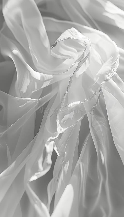 Abstract, Flowing White Sheer Fabric Draped Texture. Transparent Light ...