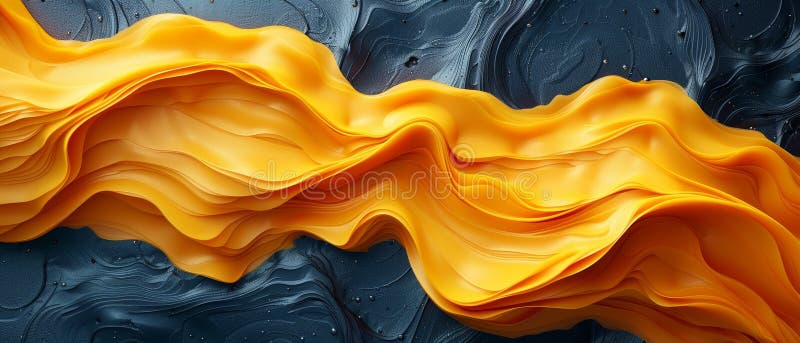 Abstract Flowing Yellow Wave Over Dark Textured Background. Vibrant ...