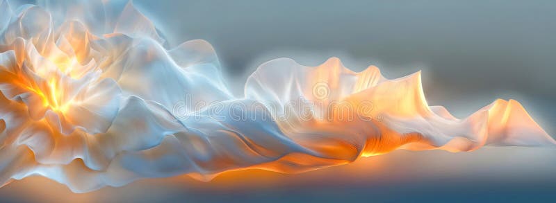 Abstract Fluid Art: Ethereal Light and Flowing Forms in Vibrant Orange ...