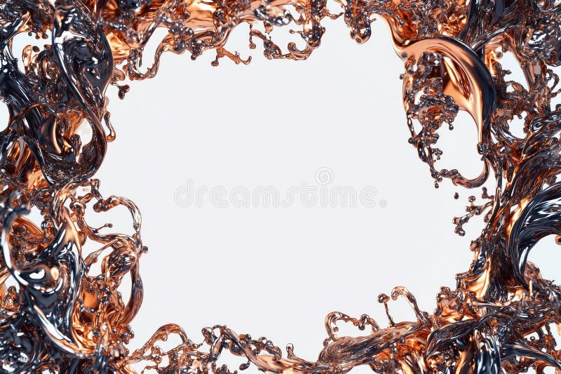 Abstract Fluid Art Featuring Swirling Metallic Water Textures in Bronze ...
