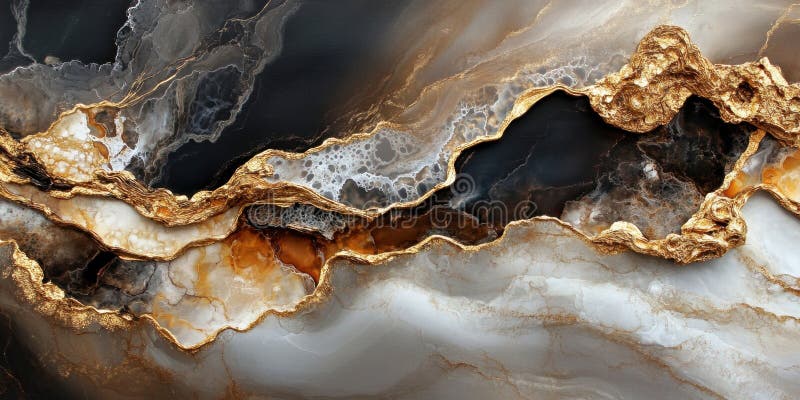 Abstract Fluid Art with Gold Accents and Marble Texture Stock ...