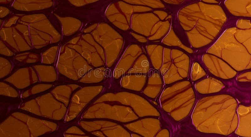 Abstract Fluid Art with Gold and Purple Cell-like Structures Stock ...