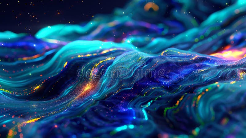 Abstract Fluid Art: Luminous Waves with Sparkle, Modern Background ...