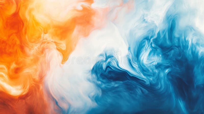 Abstract Fluid Art with Mix of Orange and Blue Colors Stock Photo ...