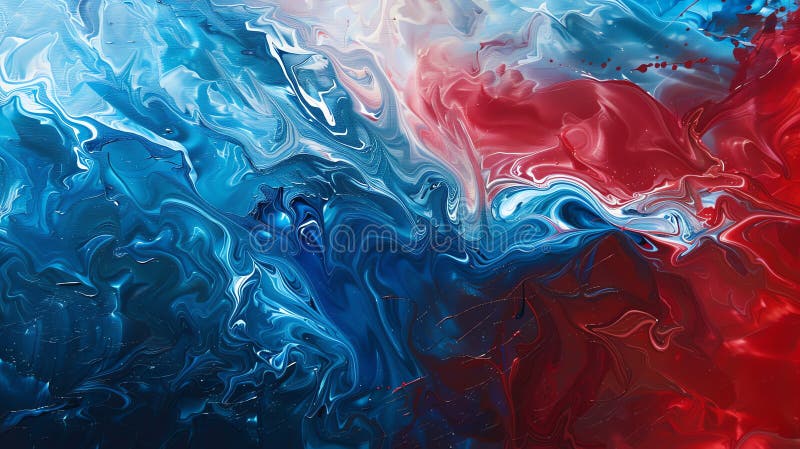 Abstract Fluid Art Painting in Red, White, and Blue. a Dynamic and ...