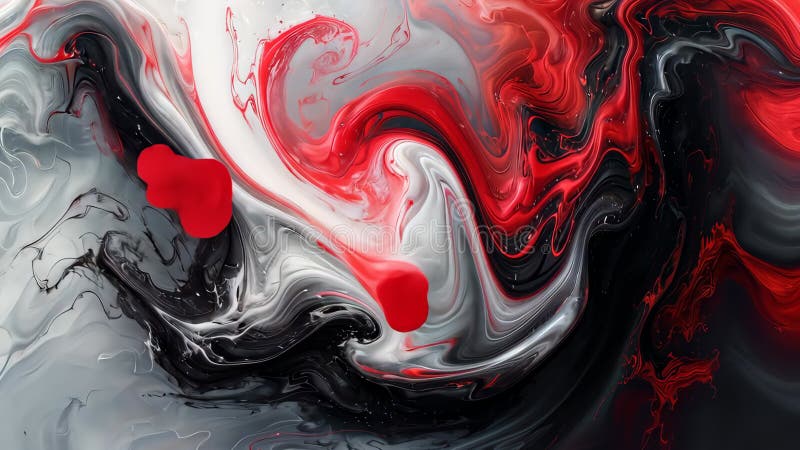 Abstract Fluid Art with Red, Black, and White Swirls Stock Footage ...