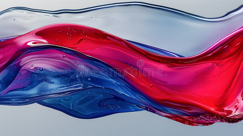 Abstract Fluid Art with Red and Blue Liquid Waves Stock Illustration ...
