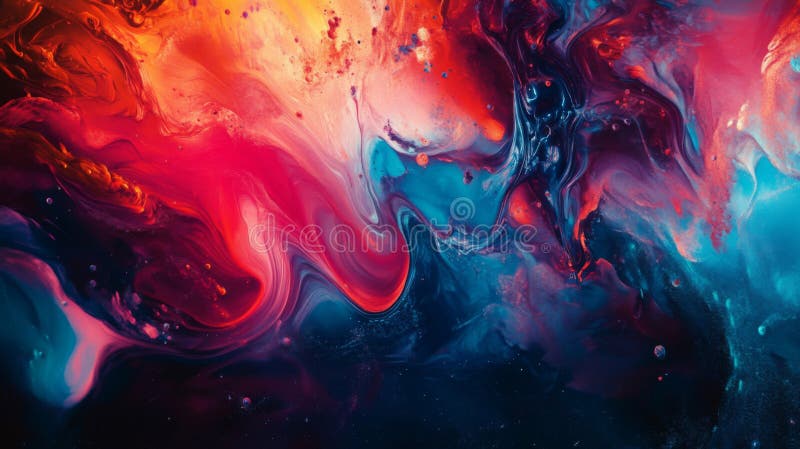Abstract Fluid Art Red and Blue Swirling Paint Texture Stock ...