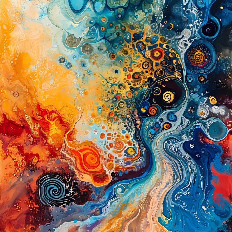 Abstract Fluid Art with Rich Colors and Organic Shapes Stock Image ...
