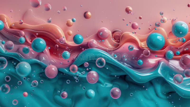 Abstract Fluid Art Swirling Colors and Floating Spheres, a Visually ...