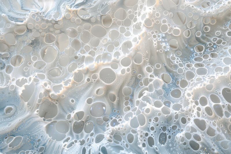 Abstract Fluid Art with White and Grey Cell Patterns - Modern Wall Art ...